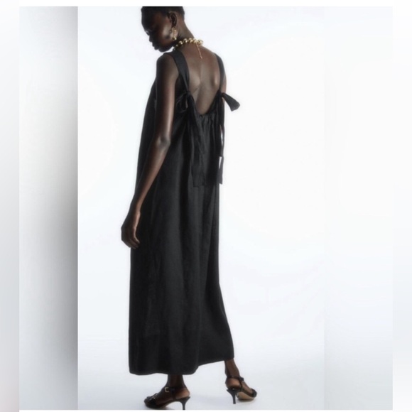 COS | Dresses | Cos Black Midi Linen Dress With Adjustable Straps ...